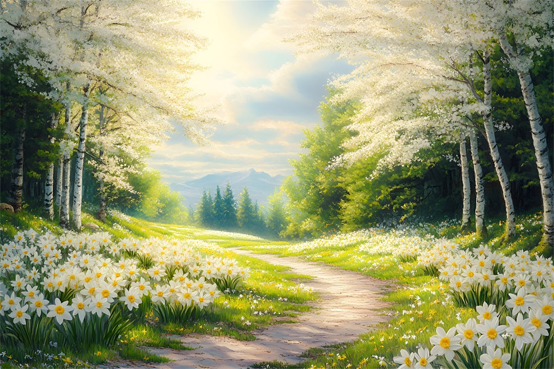 Forest Backdrops Sunny Daffodil Forest Trail Backdrop CSH4-112