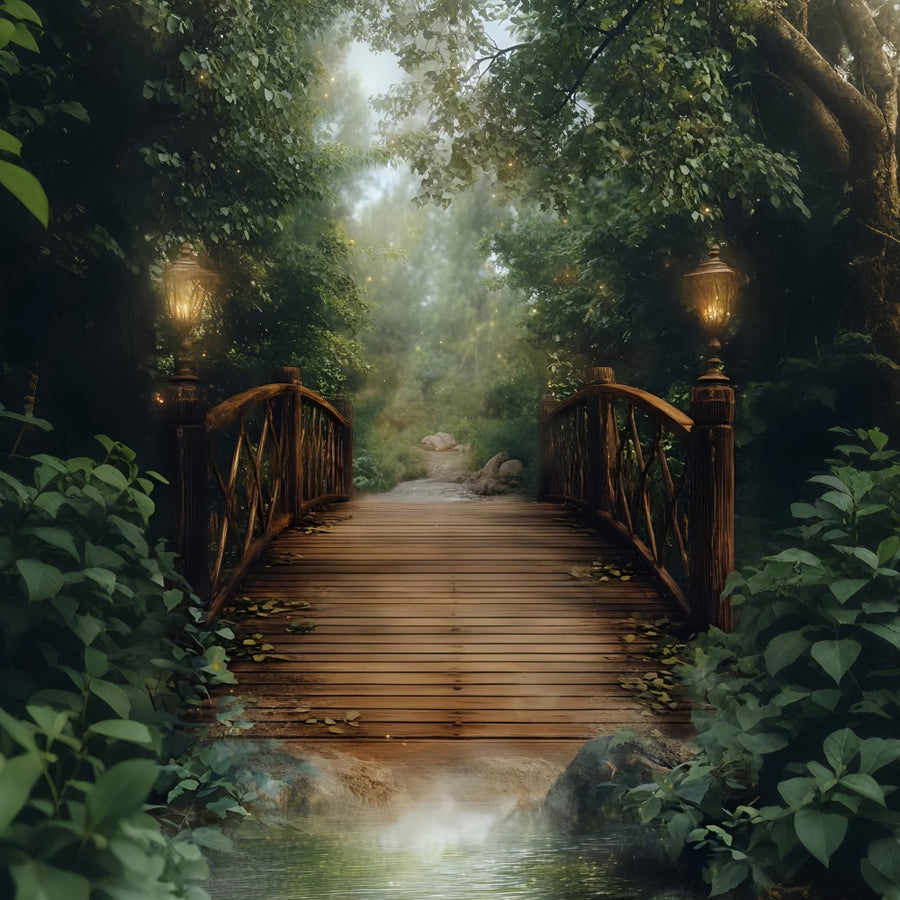 Forest Backdrop Photography Twilight Lantern Bridge Backdrop CSH4-115