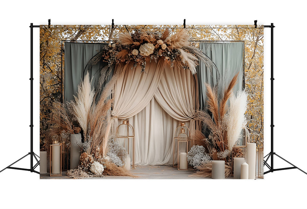 Boho Wedding Backdrop Autumn Romance Floral Backdrop CSH4-125