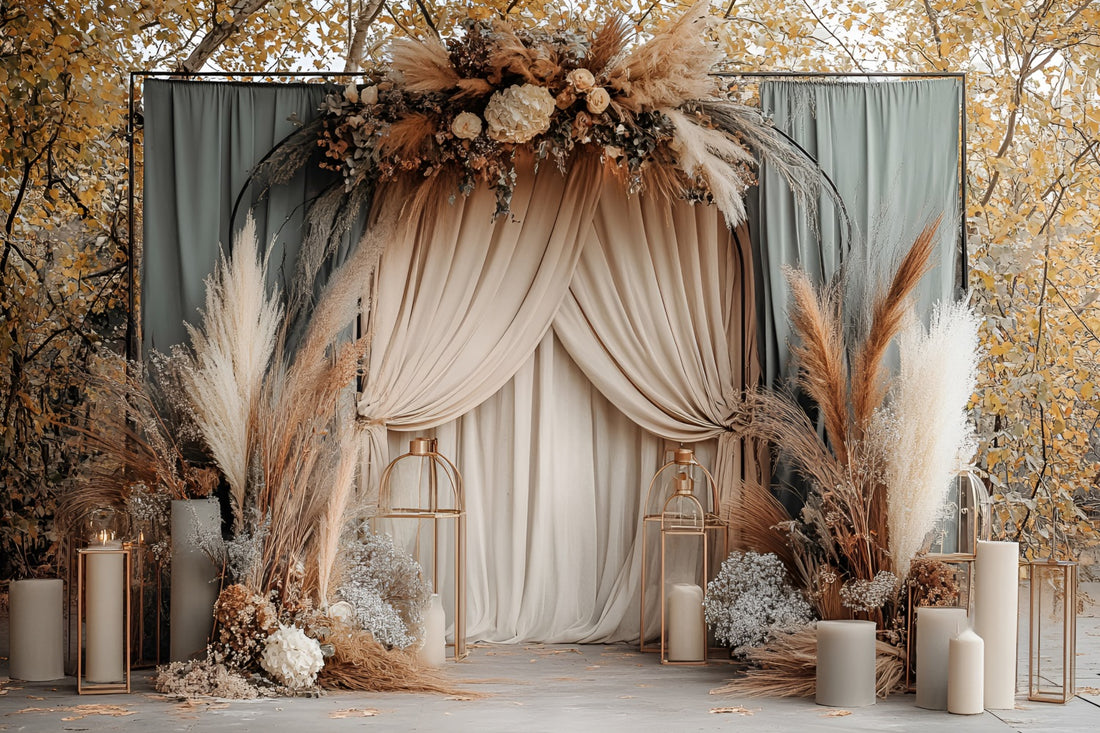 Boho Wedding Backdrop Autumn Romance Floral Backdrop CSH4-125