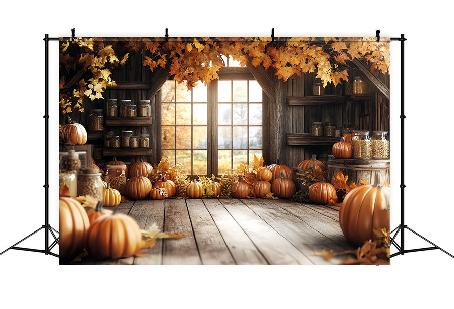 Rustic Barn Backdrop Autumn Pumpkins Backdrop CSH4-229