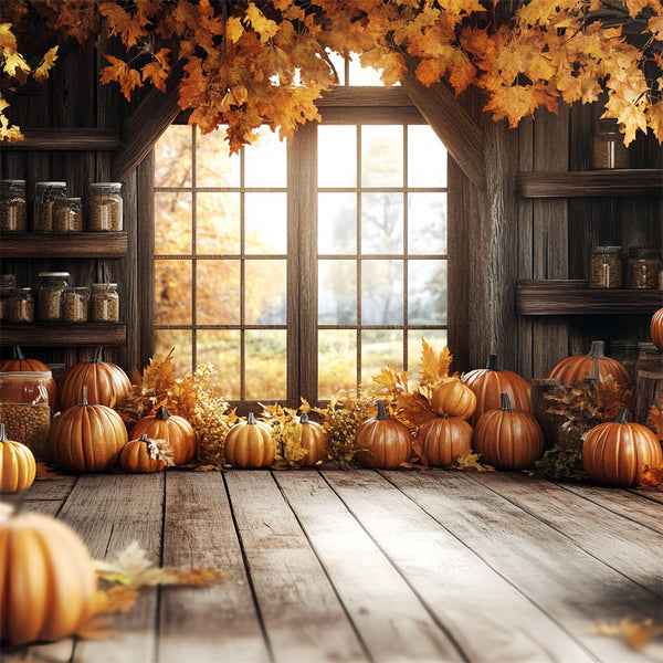 Rustic Barn Backdrop Autumn Pumpkins Backdrop CSH4-229