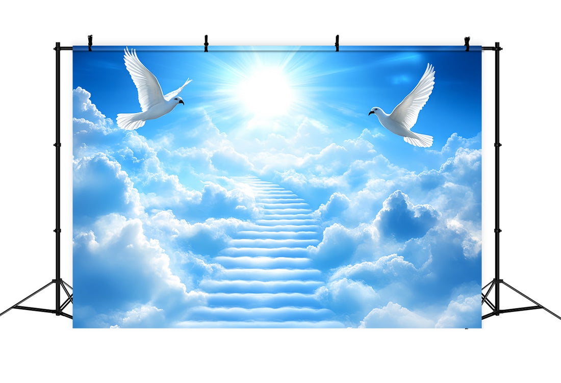 Sky With Clouds Backdrop Cloud Ladder Soaring Doves Backdrop CSH4-247