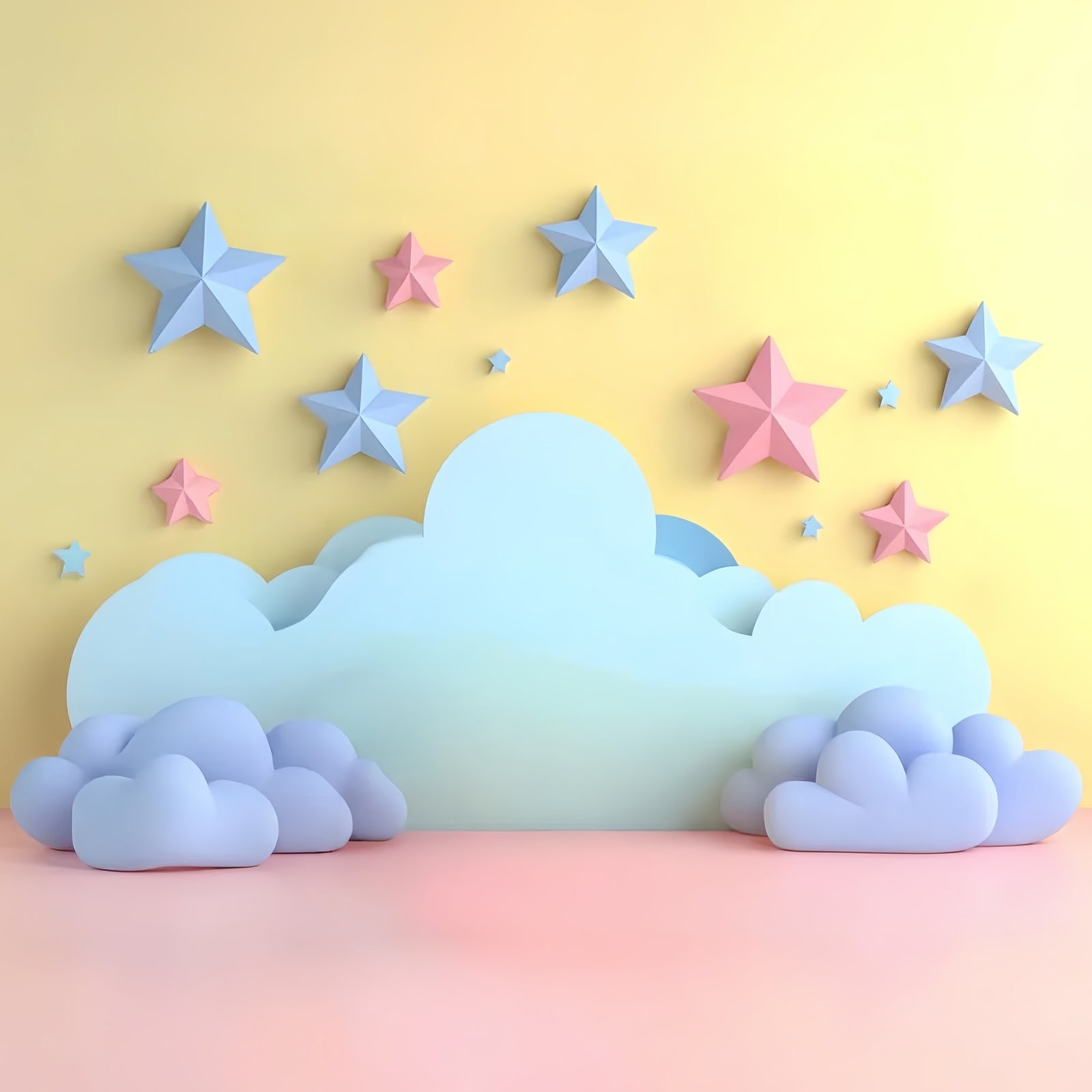 Clouds Photo Backdrop Soft Cloud Cartoon Stars Backdrop CSH4-257