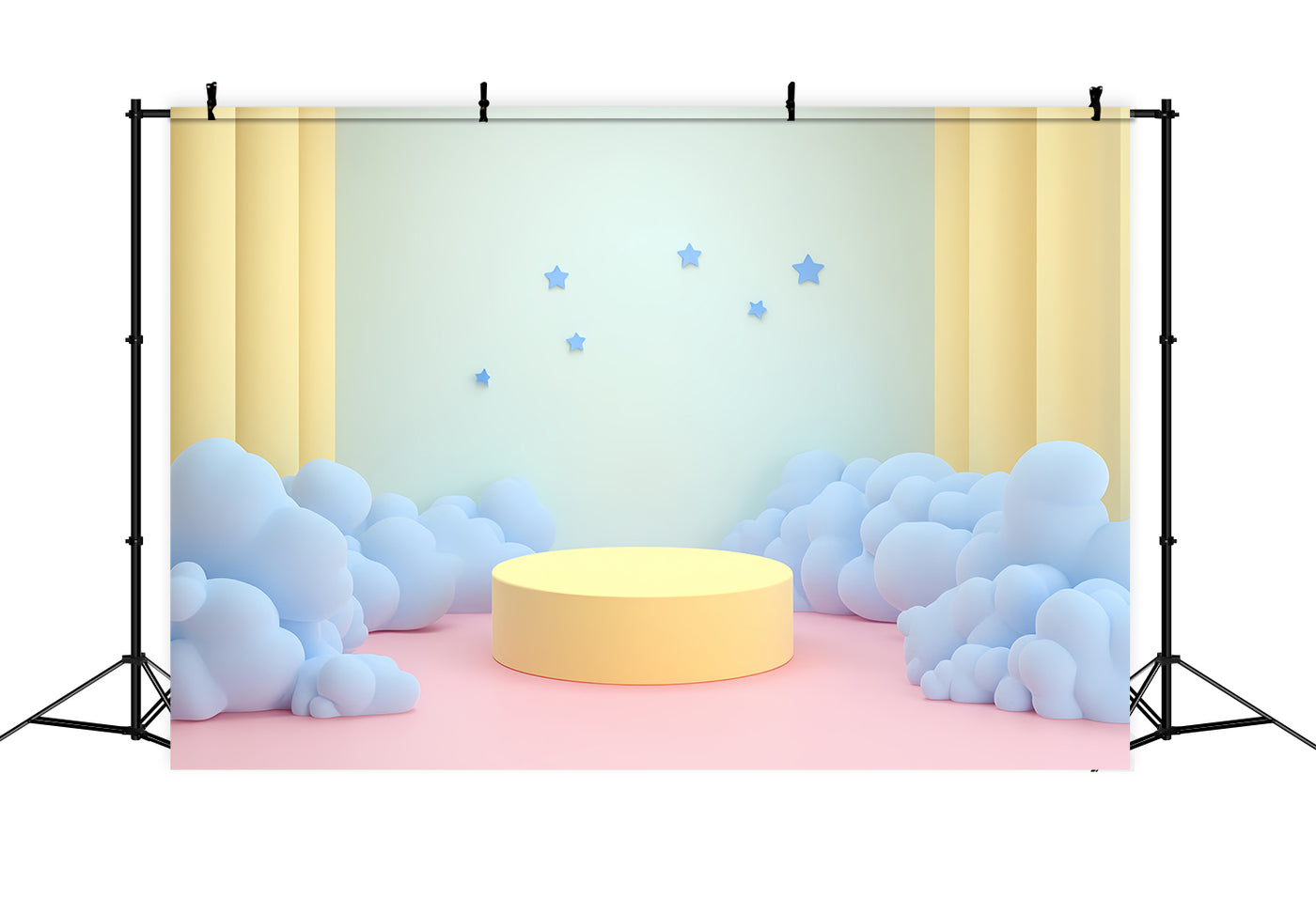 Cloud Backdrop Photoshoot Yellow Stage Blue Clouds Backdrop CSH4-258