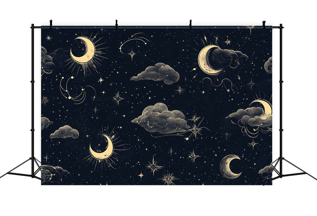 Night Sky Backdrops Mystical Clouds Crescent Moon Backdrop CSH4-259