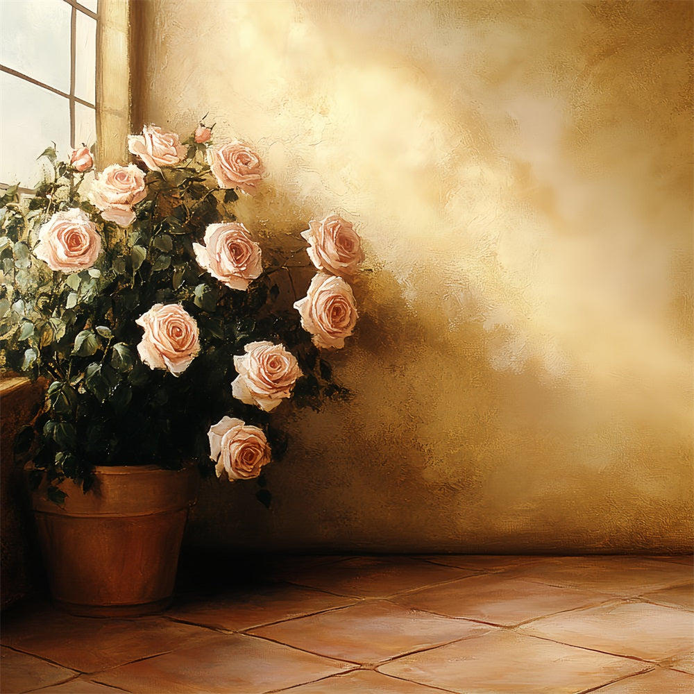 Vintage Backdrops Sunlight Roses Corner Backdrop CSH4-279