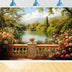 Vintage Backdrop Rose Garden Lake View Backdrop CSH4-306