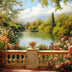 Vintage Backdrop Rose Garden Lake View Backdrop CSH4-306