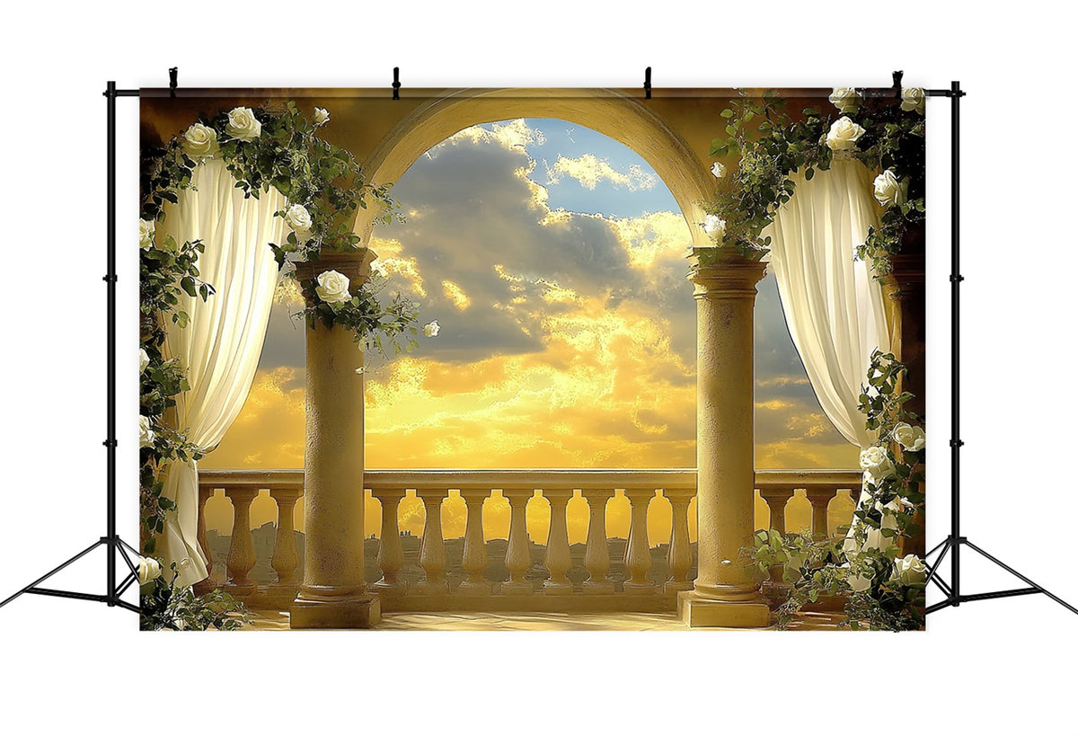 Vintage Photo Backdrop Sunset Archway Floral Backdrop CSH4-307