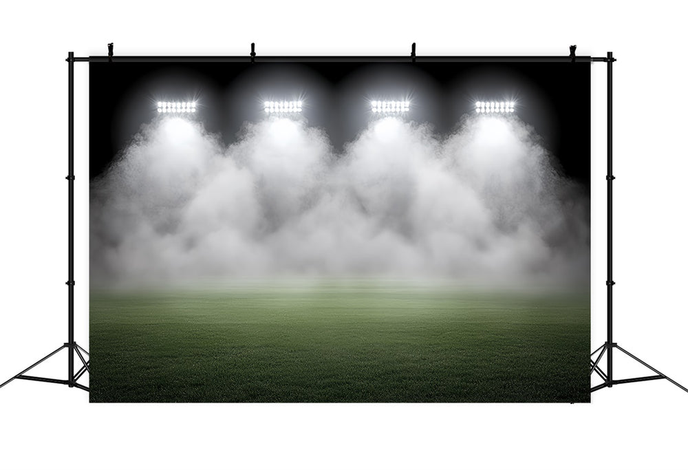 Football Field Backdrop Foggy Stadium Green Field Backdrop CSH4-363