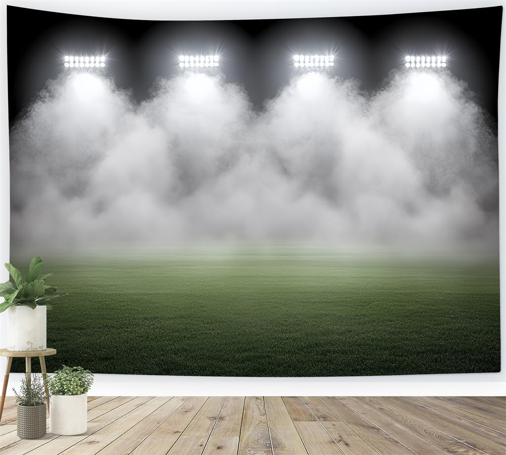 Football Field Backdrop Foggy Stadium Green Field Backdrop CSH4-363