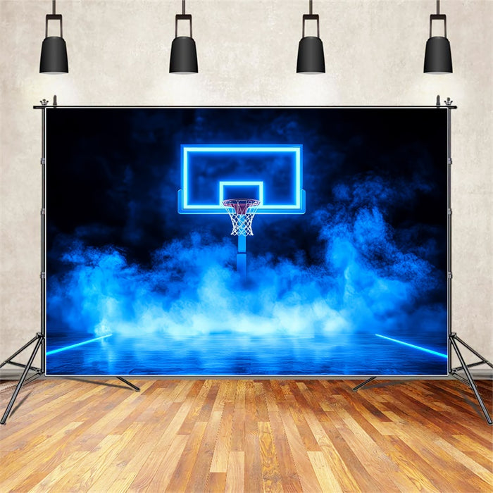 Basketball Court Backdrop Neon Basketball Hoop Backdrop CSH4-382