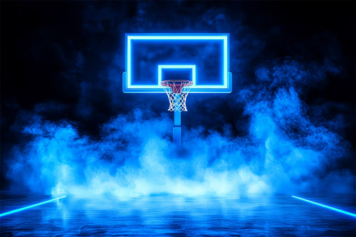 Basketball Court Backdrop Neon Basketball Hoop Backdrop CSH4-382