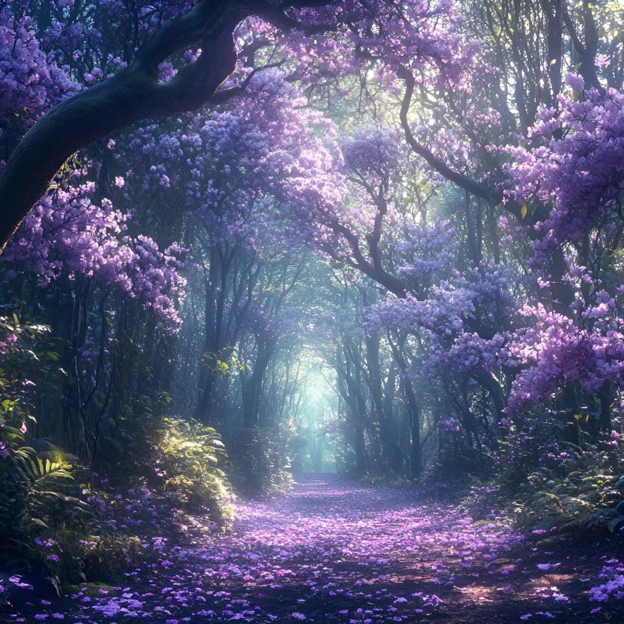 Forest Scene Backdrop Purple Flower Trail Backdrop CSH4-86