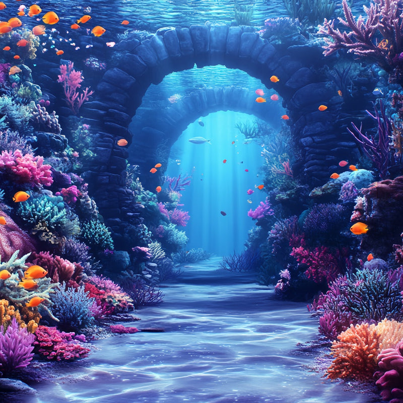 Underwater Backdrop Aquatic Arches Coral Summer Backdrop CSH5-100