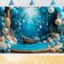 Underwater Backdrop Blue Coral Wooden Boat Summer Backdrop CSH5-105