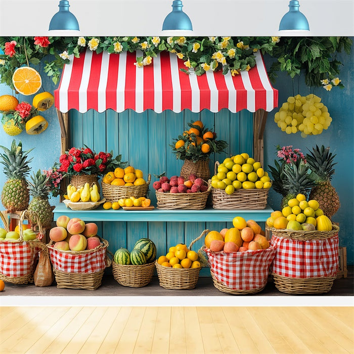 Summer Photo Backdrop Colorful Fruit Market Stall Backdrop CSH5-129