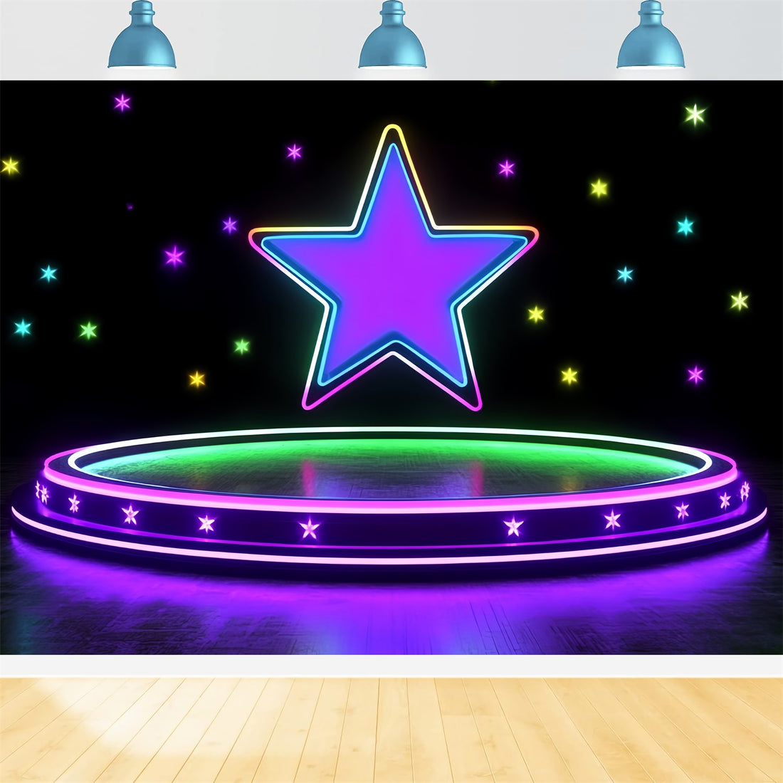 Stage Backdrops Vibrant Neon Starry Show Backdrop CSH5-163