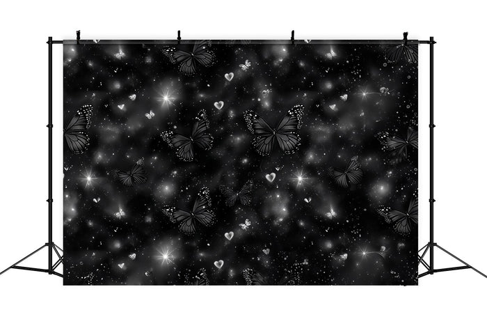 90s Backdrop Black Butterfly Glitter Hearts Backdrop CSH5-198