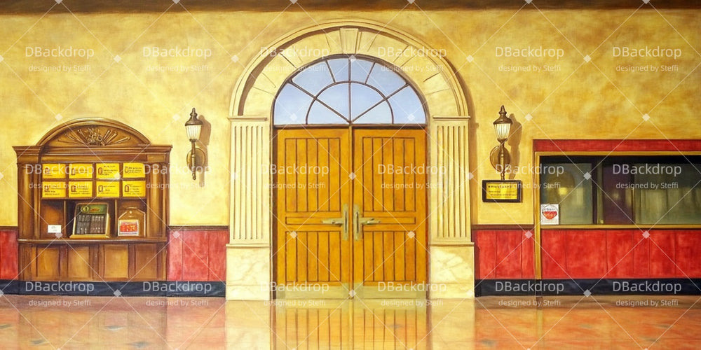 Theater Stage Backdrop Old Train Station School Play Backdrops CSH510-