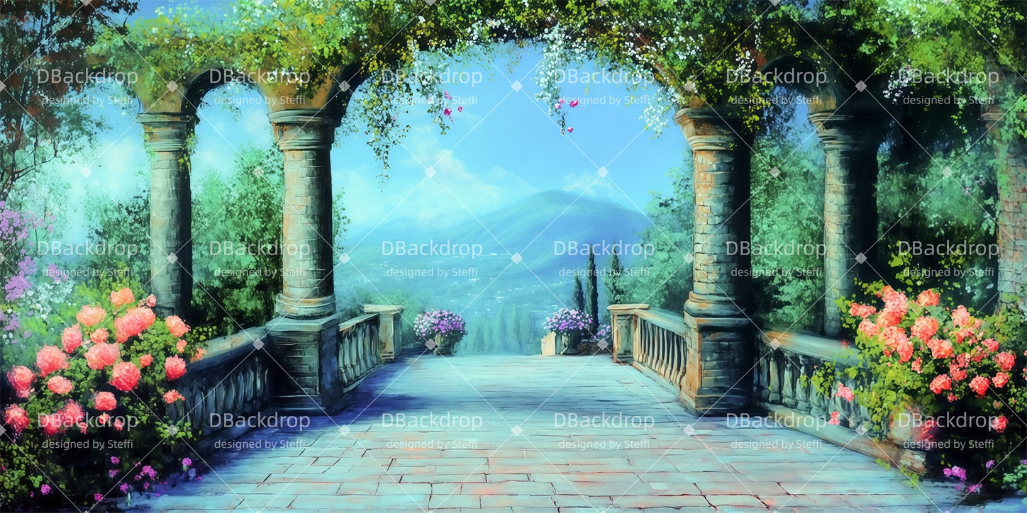 Dance Stage Backdrop Castle Terrace Theater Stage Backdrop CSH510-T90
