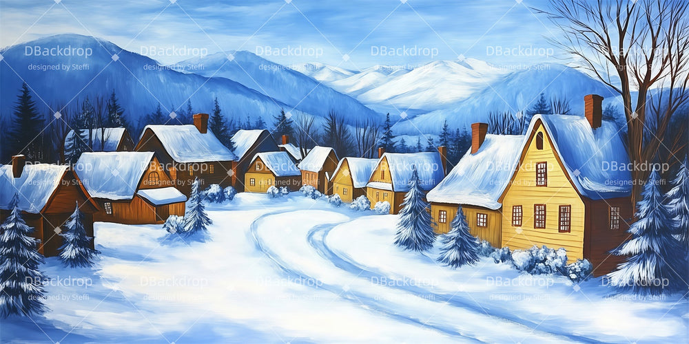 Stage Backdrop Winter Village Dance Recital Backdrop CSH510-T91
