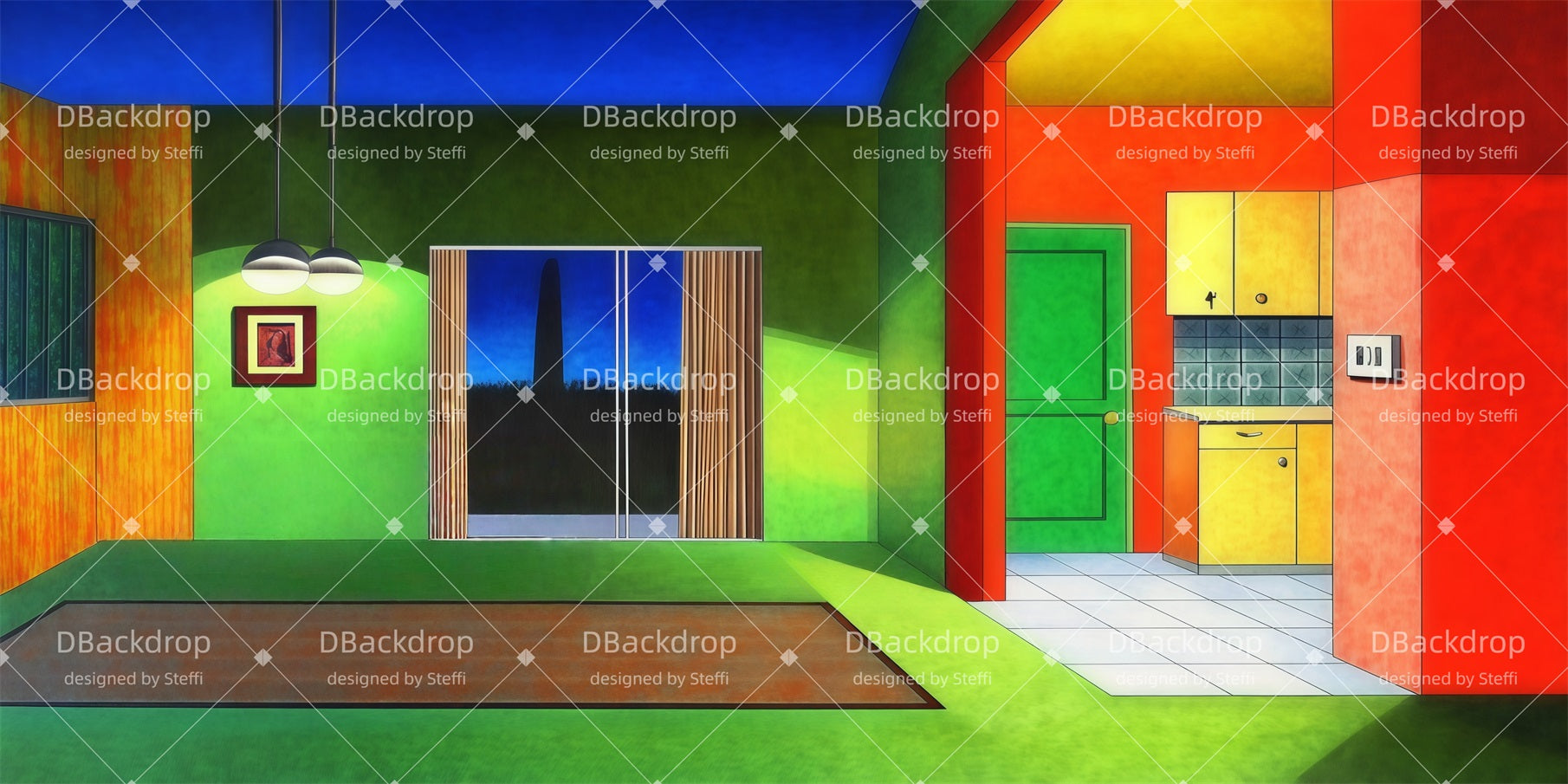 Theater Backdrop Retro Sitting Room Stage Backdrops For Sale CSH511-T5