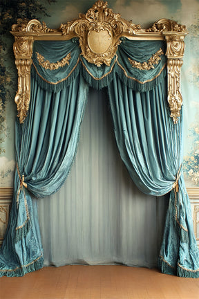 Baroque Backdrop Royal Teal Drape Vintage Photo Backdrop CSH57-138