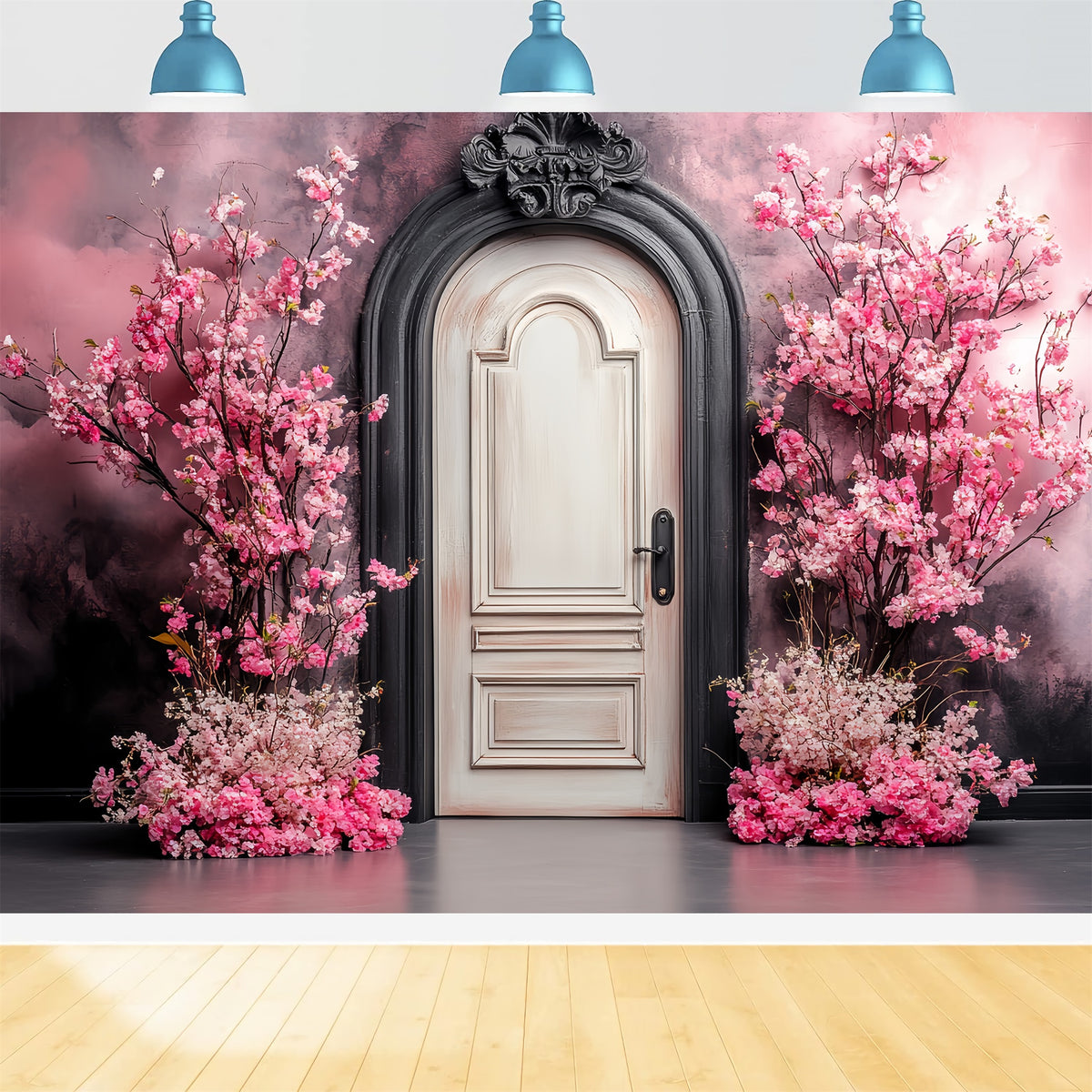 Cherry Blossom Backdrop Ornate Door Blossom Arrangement Flower Backdro