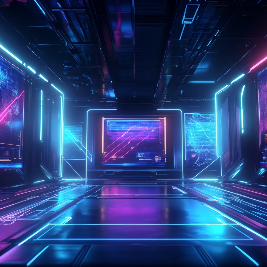 Cool Backdrops Neon Cyberpunk Digital Corridor Abstract Backdrop CSH58