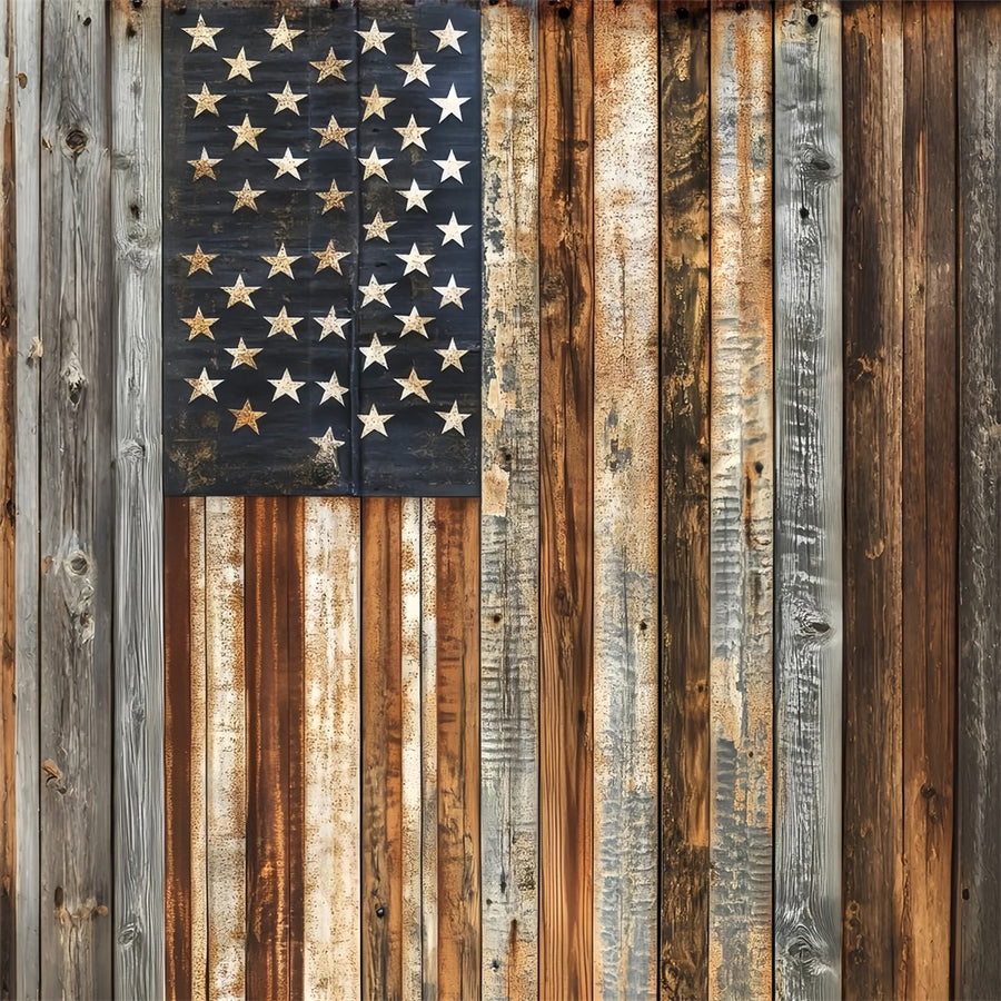 Patriotic Photo Backdrop Rustic Weathered Wood Flag Photo Backdrop CSH