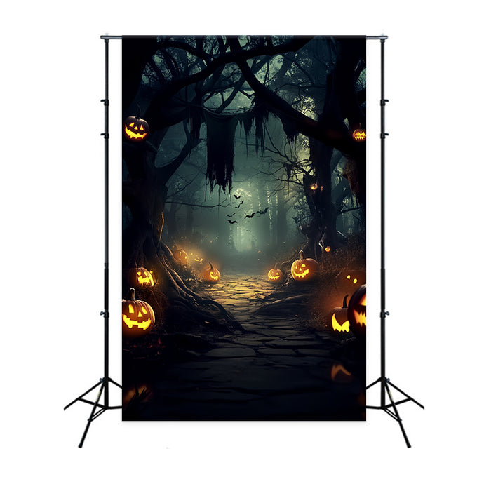 Spooky Forest Backdrop Haunted Pumpkin Trail Halloween Backdrop CSH6-1