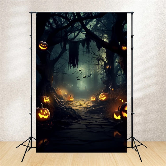 Spooky Forest Backdrop Haunted Pumpkin Trail Halloween Backdrop CSH6-1