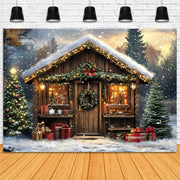 Professional Christmas Backdrops Snowy Lodge Magic Backdrop CSH6-272