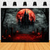 Halloween Moon Backdrop Blood Moon Haunted Castle Backdrop CSH6-66