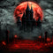 Halloween Moon Backdrop Blood Moon Haunted Castle Backdrop CSH6-66