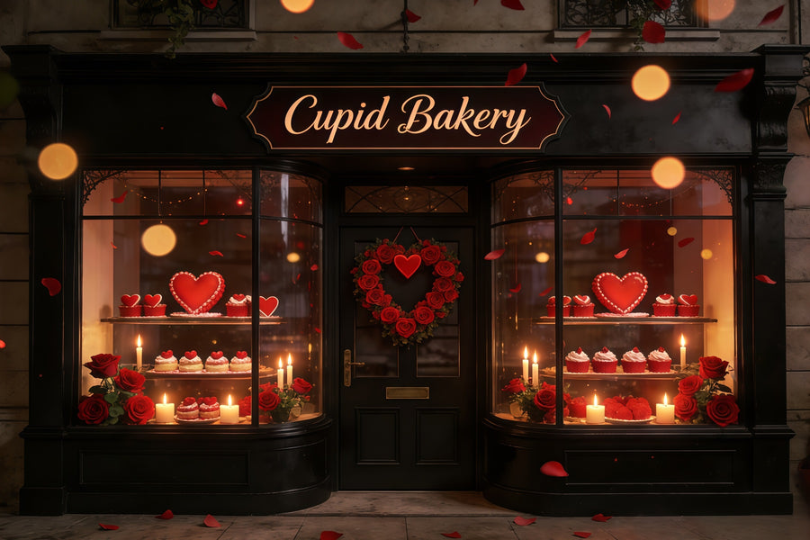 Cupid Valentine Backdrop Cupcake Bakery Window Display Valentine Backd