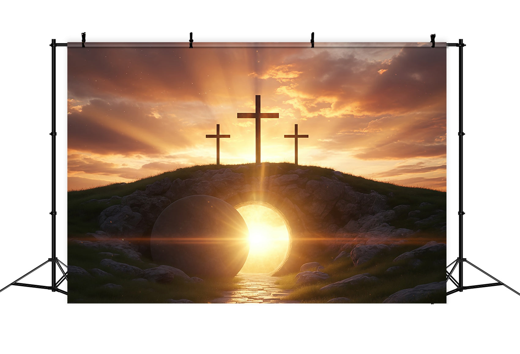 Easter Church Backdrop Resurrection Sunrise Empty Tomb Easter Backdrop