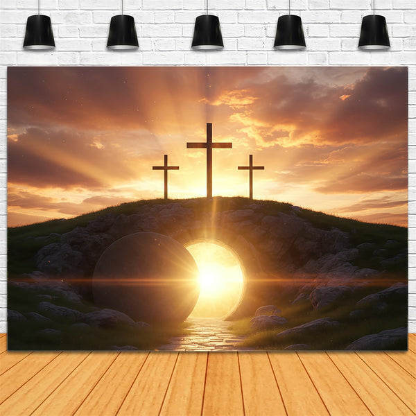 Easter Church Backdrop Resurrection Sunrise Empty Tomb Easter Backdrop