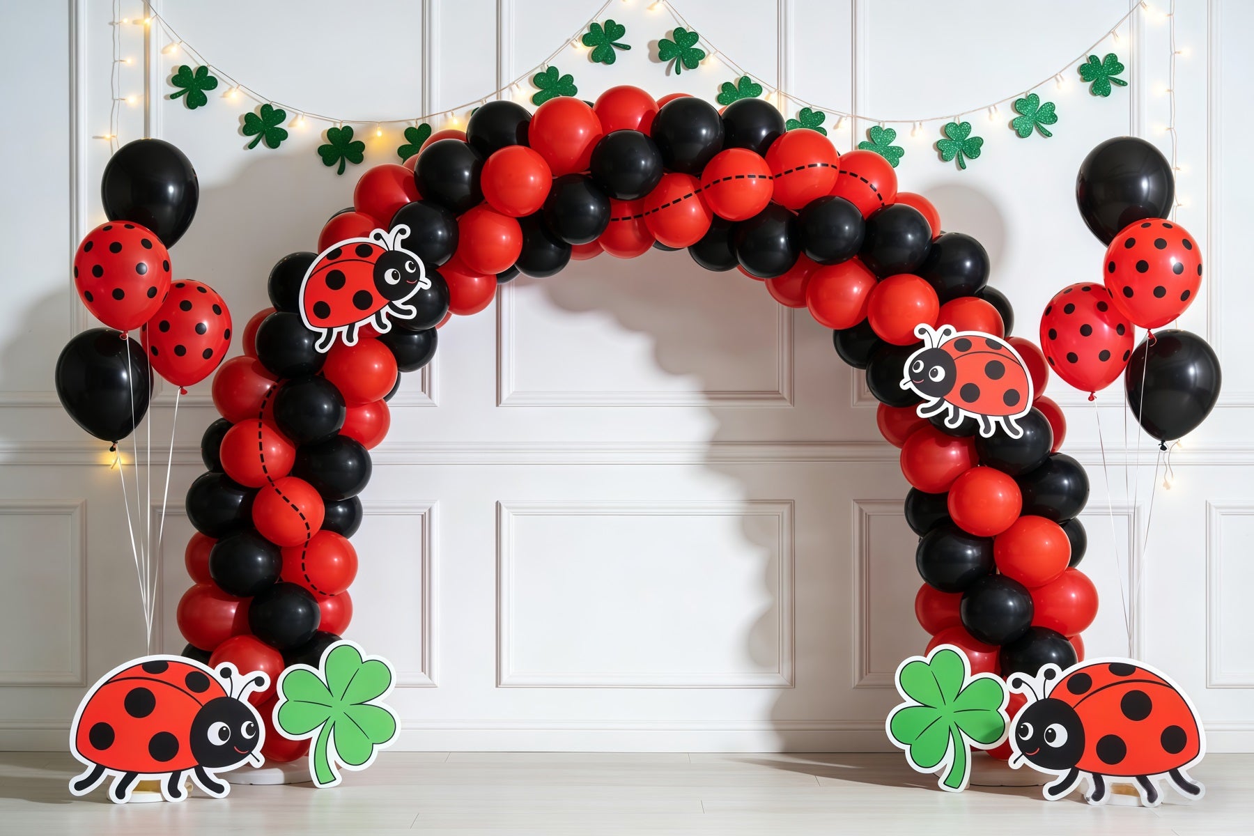 Ladybug Backdrop Lucky Clover Balloon Arch Spring Backdrop For Photogr