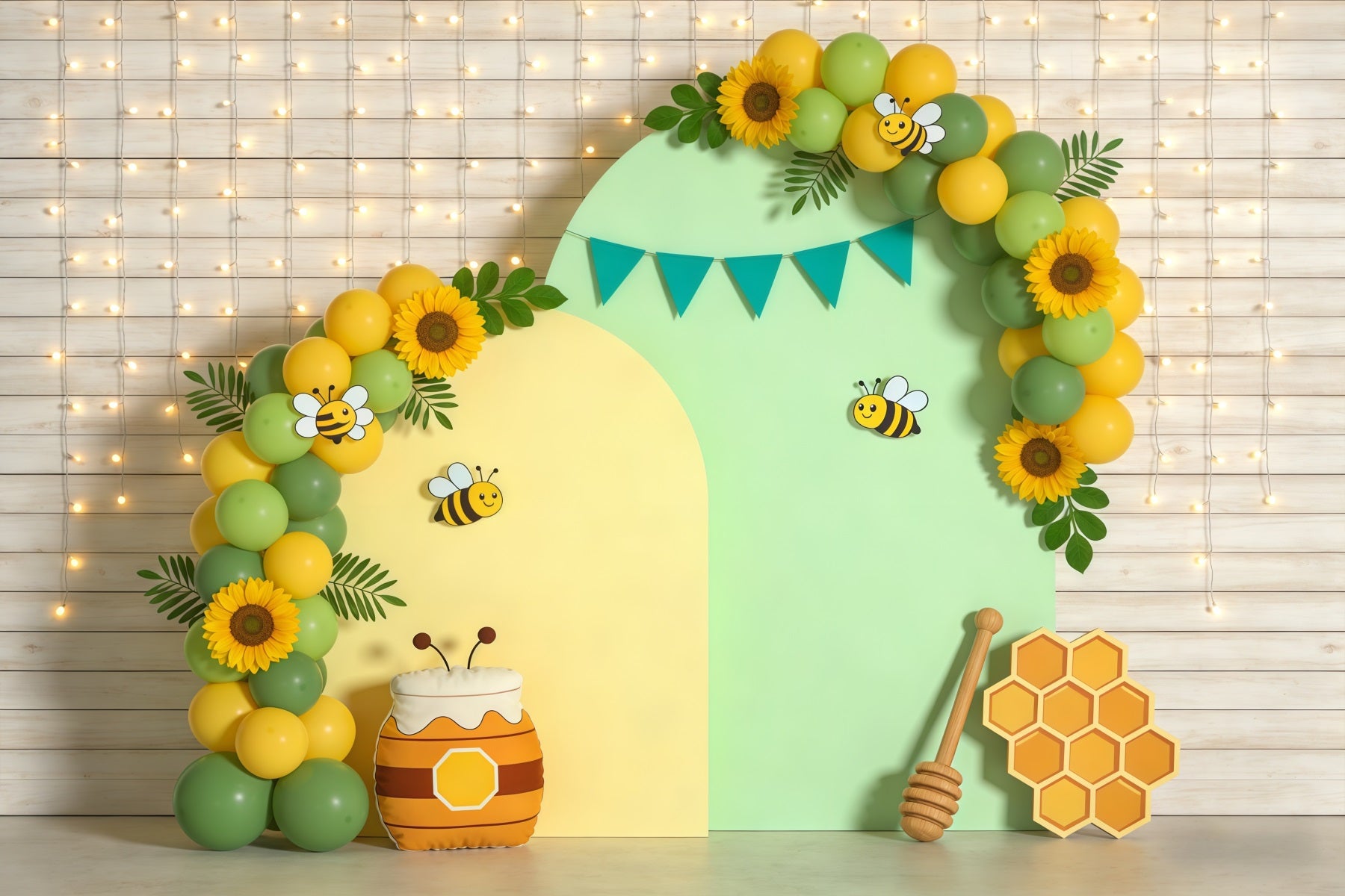 Spring Birthday Backdrop Bee Honey Balloon Arch Spring Backdrops For P