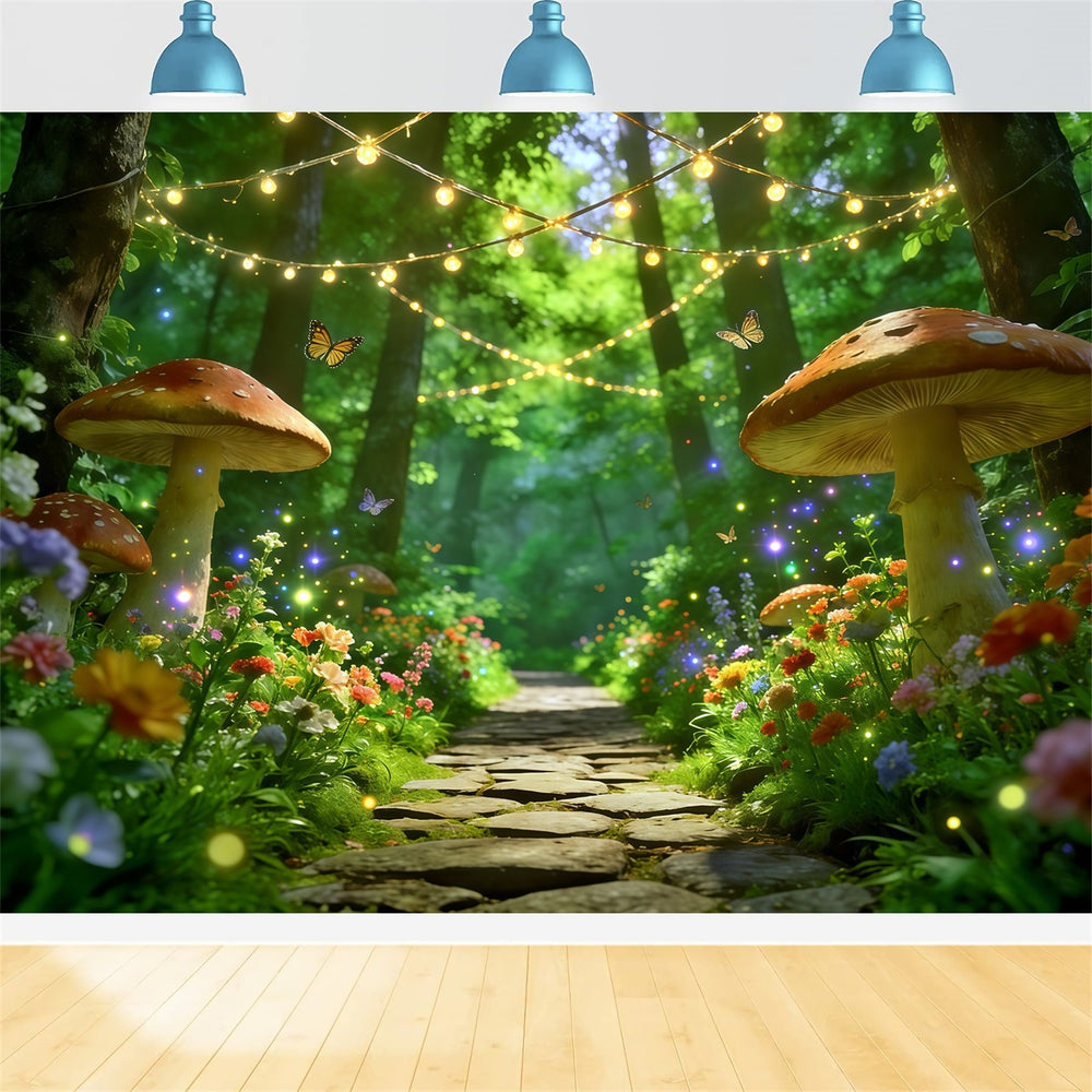 Spring Woodland Path Backdrop Enchanted Mushroom Light Path Spring Pic