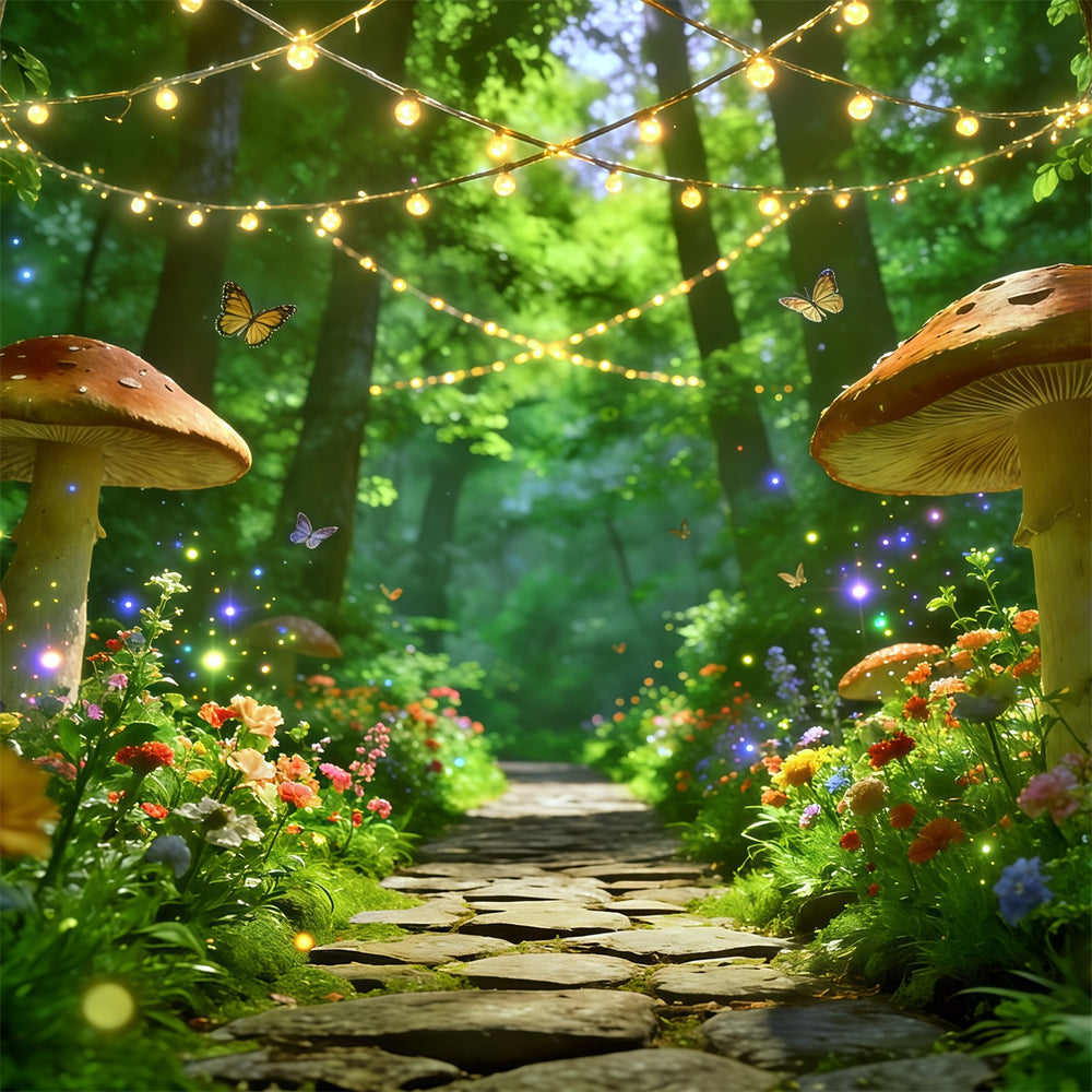 Spring Woodland Path Backdrop Enchanted Mushroom Light Path Spring Pic
