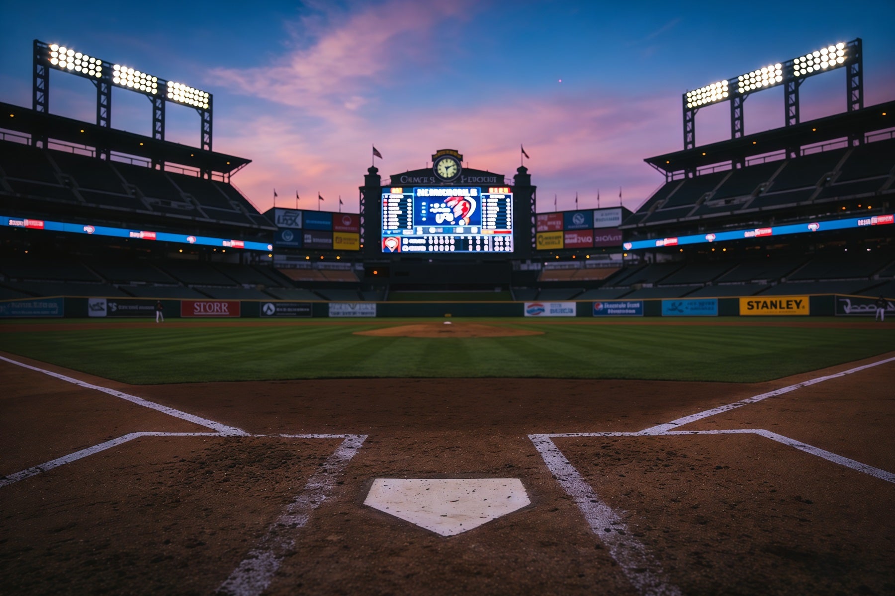 Baseball Backdrops Twilight Stadium Scoreboard Glow Sports Backdrops F