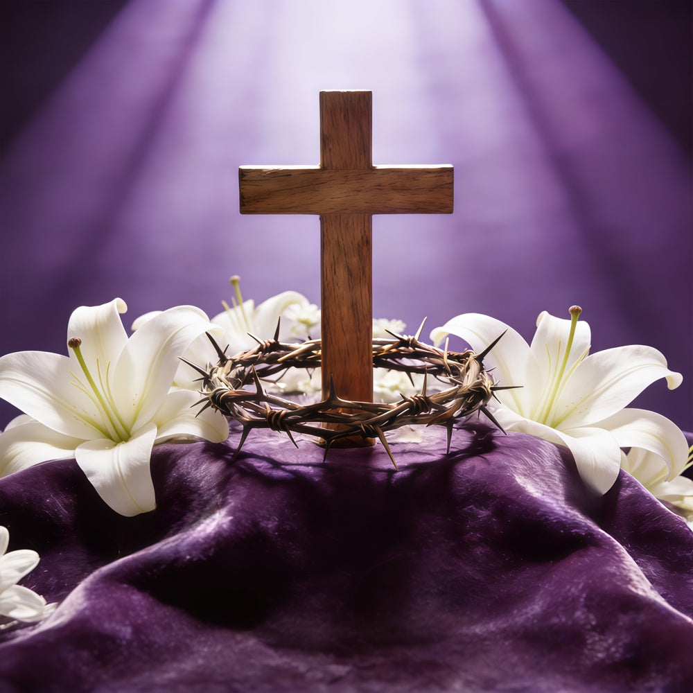 Easter Cross Backdrop Crown Thorns Purple Light Backdrops Easter CSH61