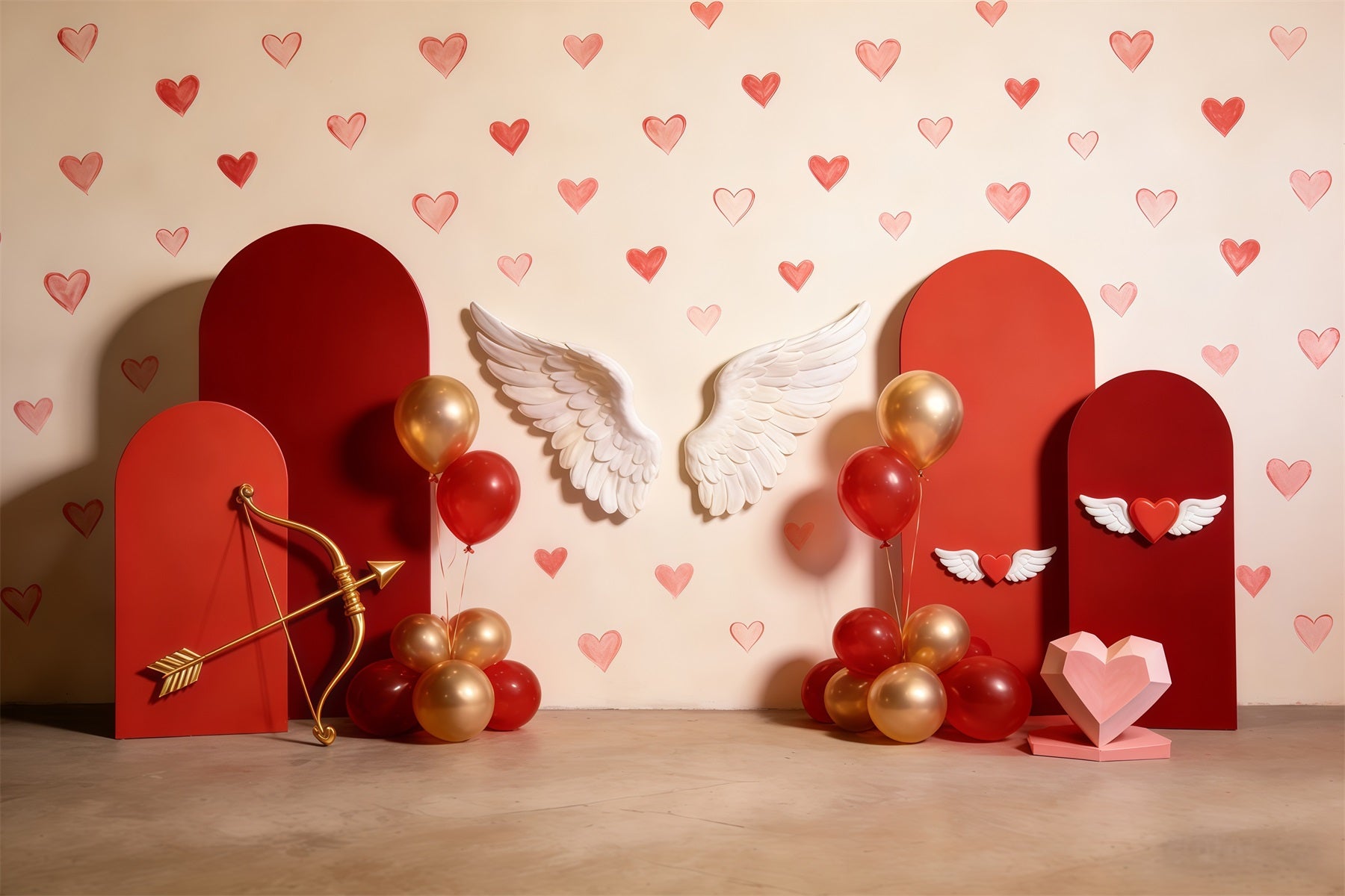Cupid Backdrop Wing Heart Balloon Arch Valentine Backdrop CSH61-96