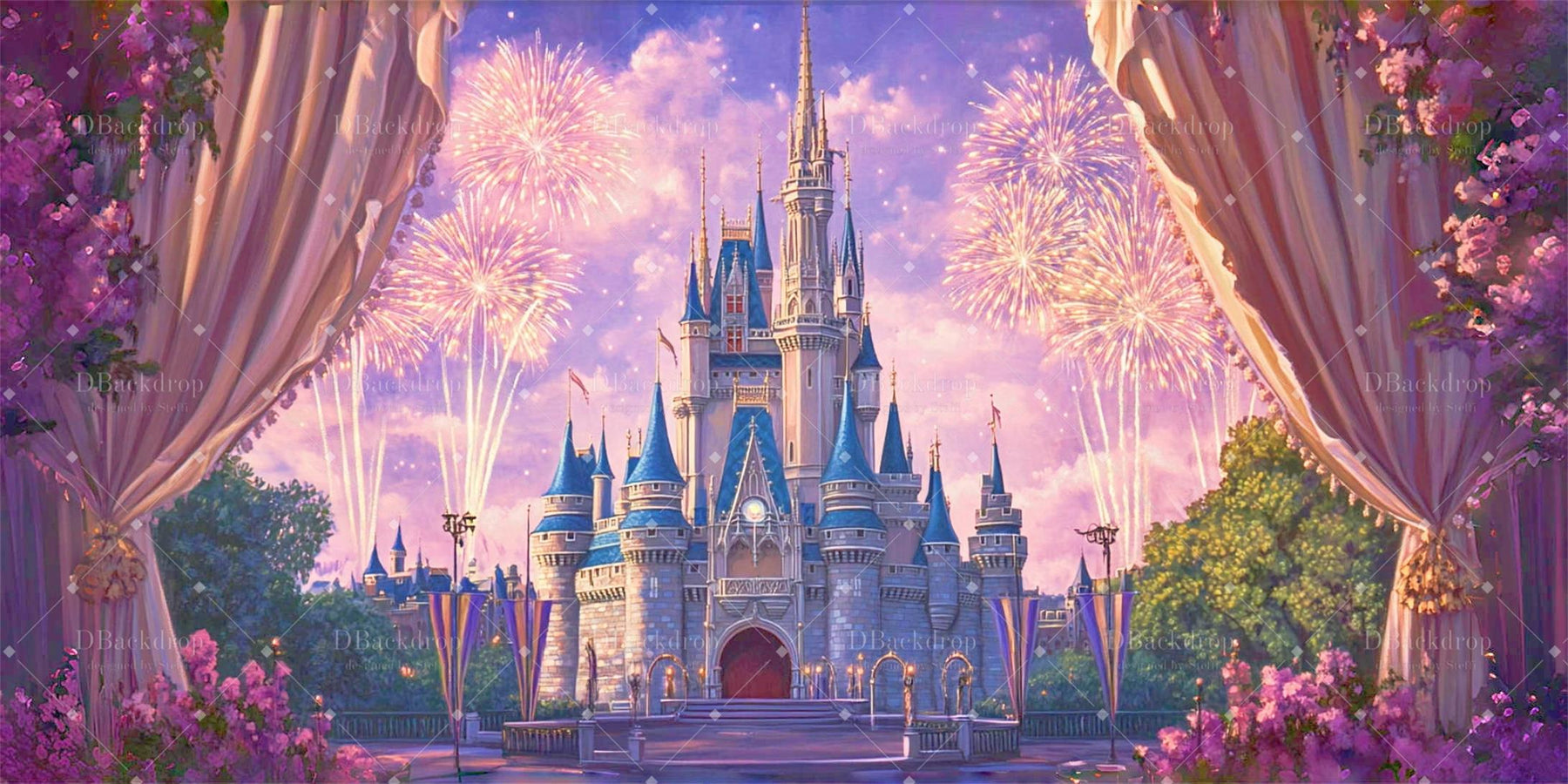 Theatre Stage Backdrop Castle Firework Dance Recital Backdrop CSH59-T4