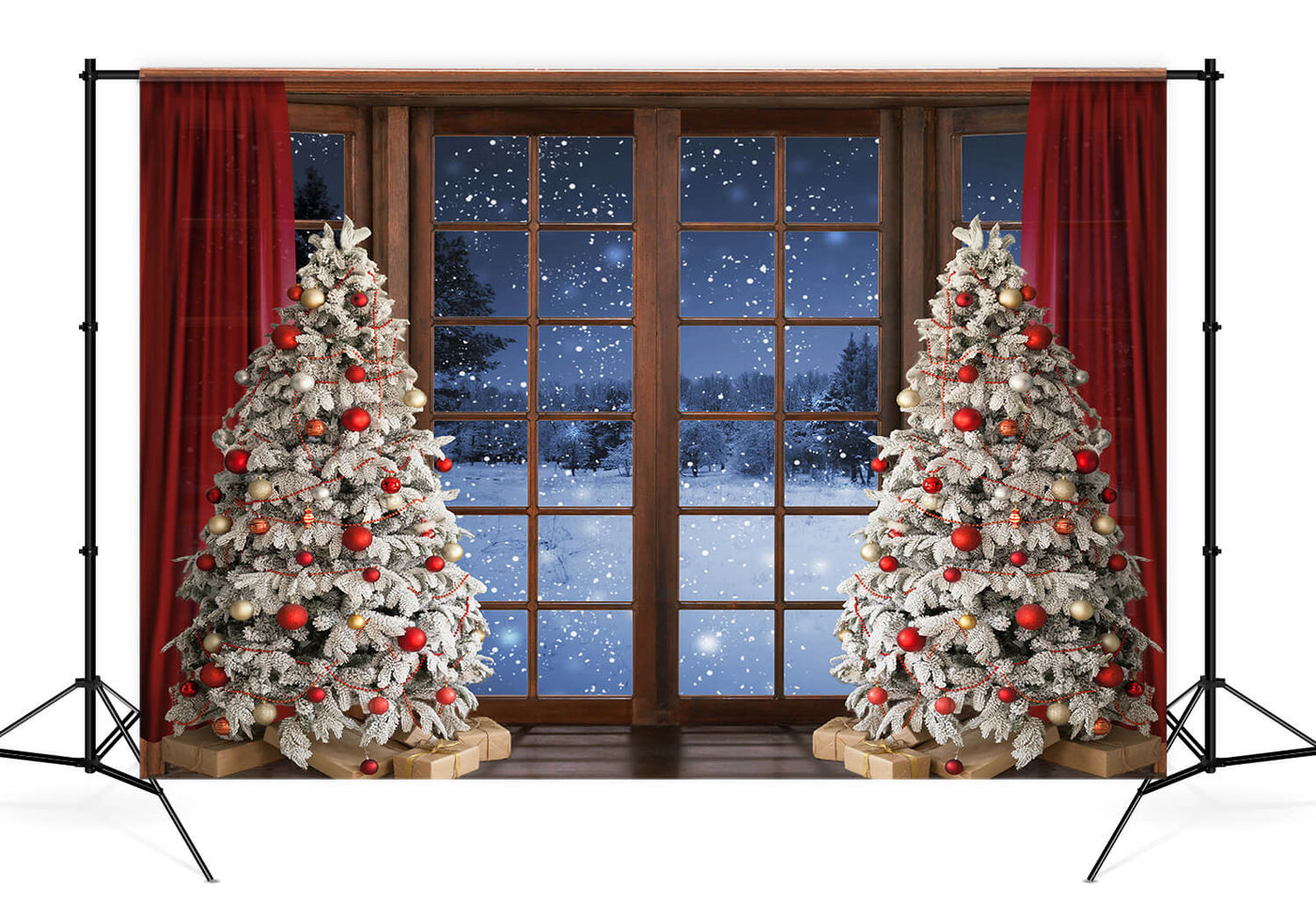 Christmas Winter Snow Window Backdrop for Photography D814