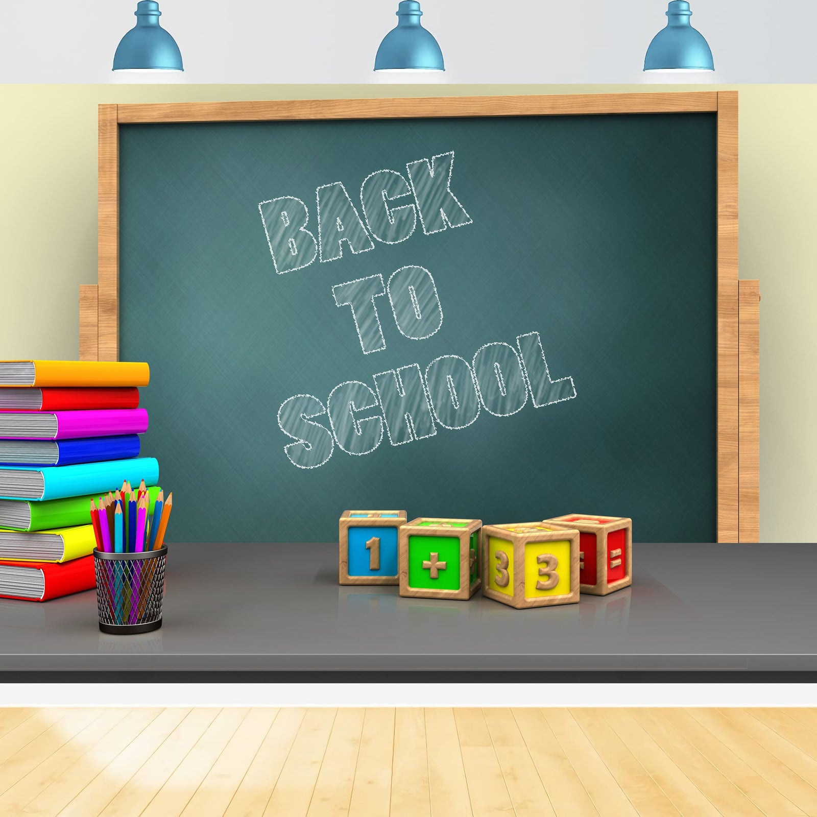 Chalkboard Back to School Math Cubes Backdrop DBD7-16